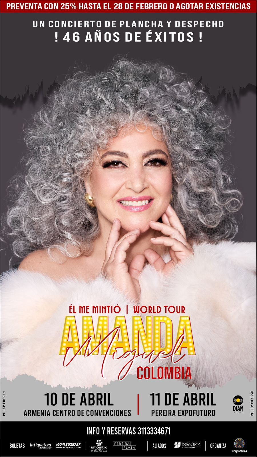 Amanda Miguel en Colombia 2026: fechas, lugares y detalles de Él Me ...